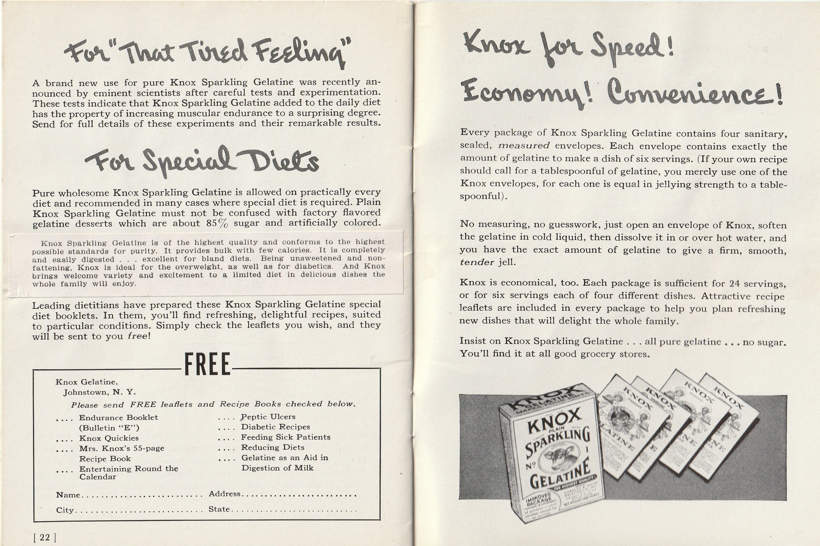 Mrs. Knox's "Be Fit Not Fat" Recipes - Charles B. Knox Gelatine Co. - – Ephemera Obscura Collection