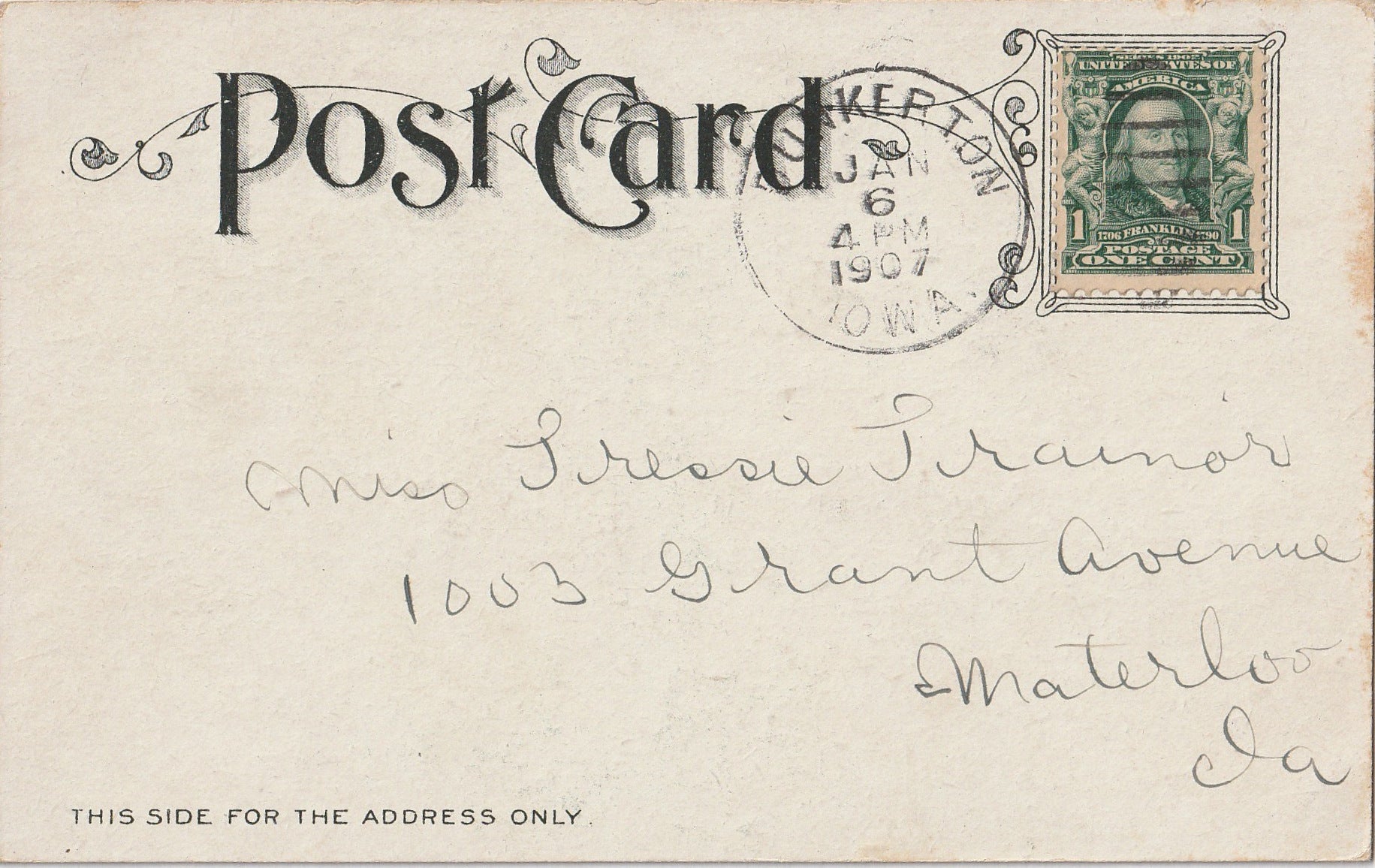 business postcard back