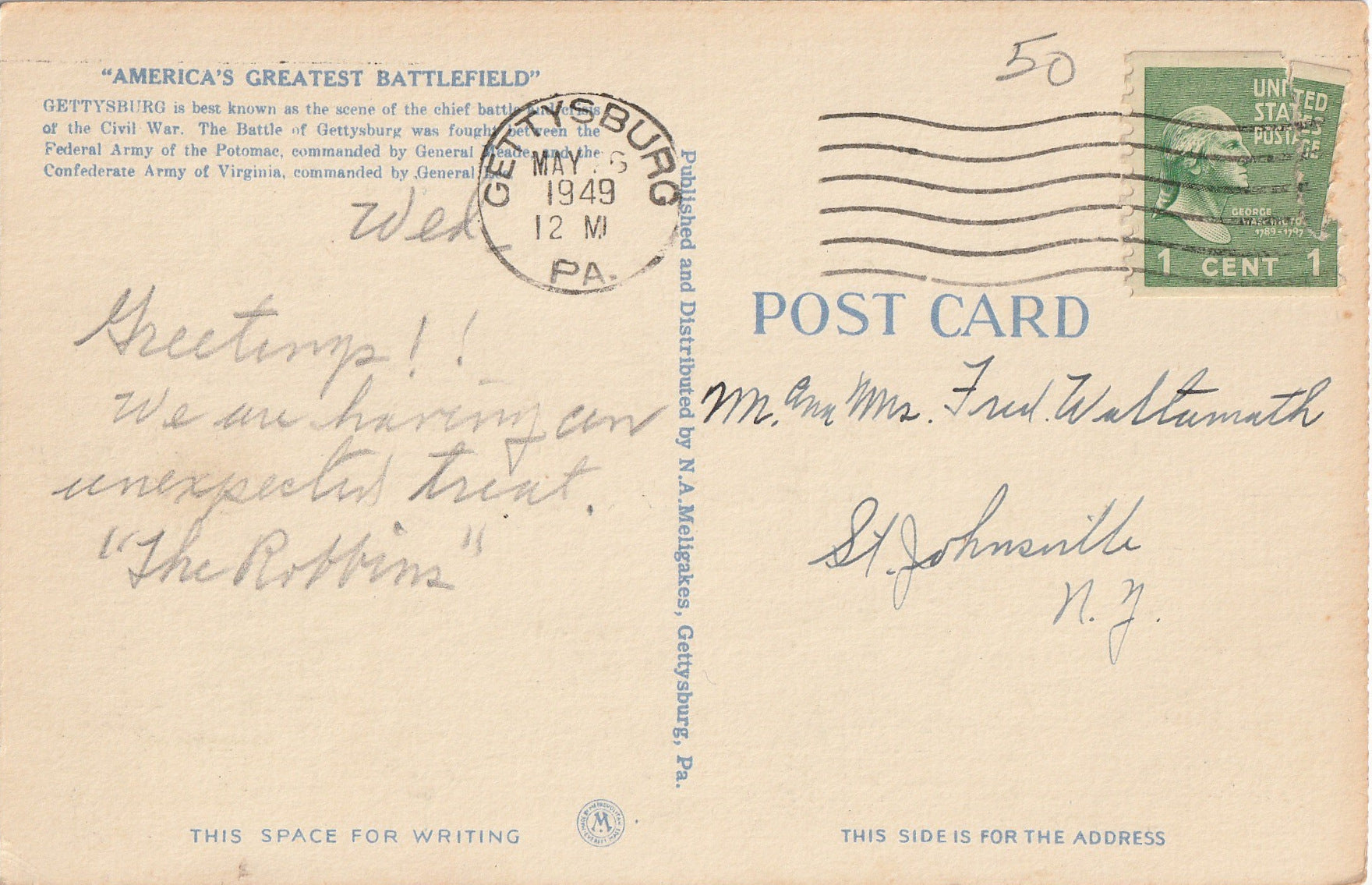 Major General Geo. G. Meade and Staff 1863, Gettysburg - Postcard, c ...